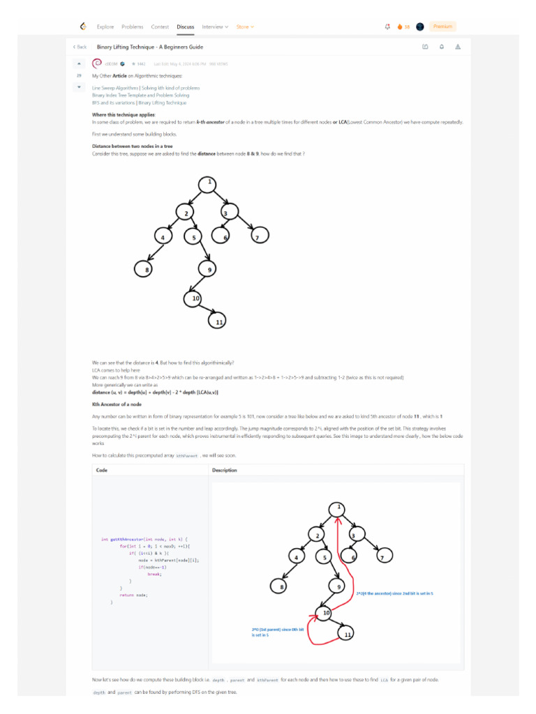 Binary Lifting Technique | PDF Binary Lifting Technique | PDF