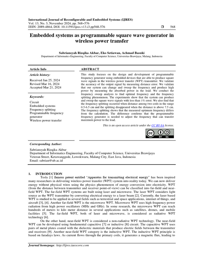 Embedded Systems As Programmable Square Wave Generator in Wireless ...