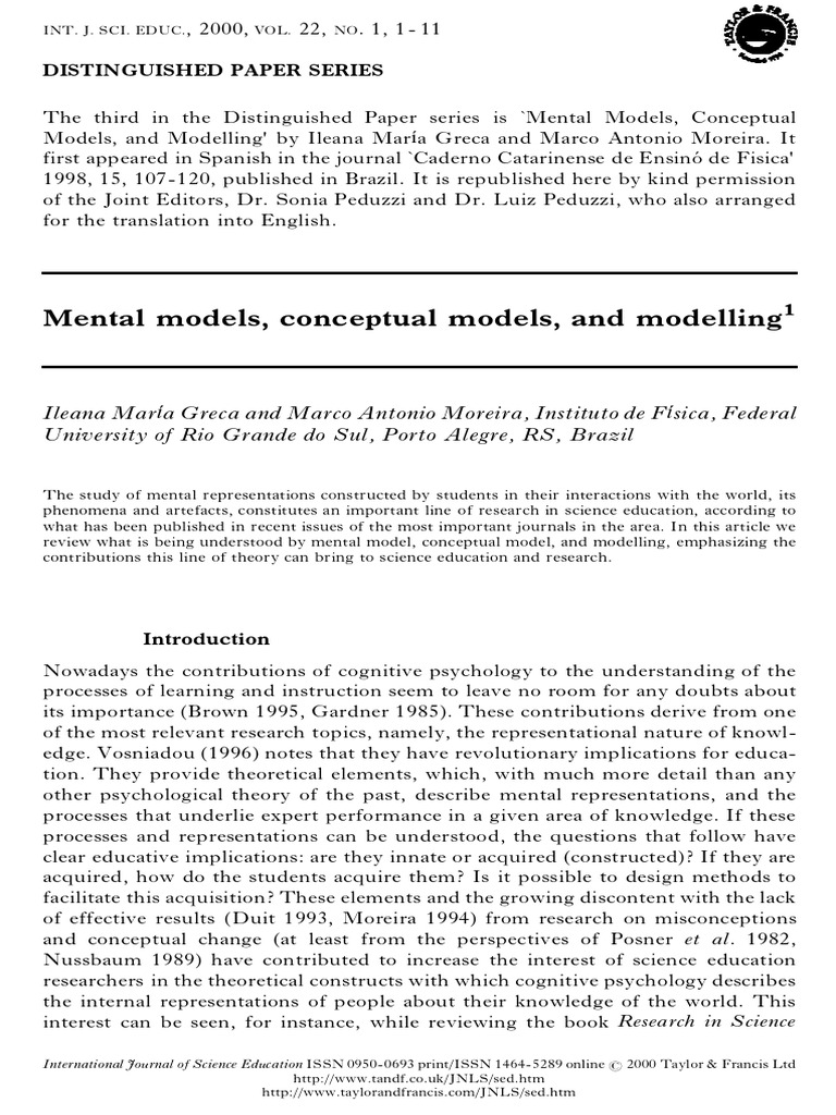 Mental Models, Conceptual Models, and Modelling | PDF | Conceptual Model | Theory