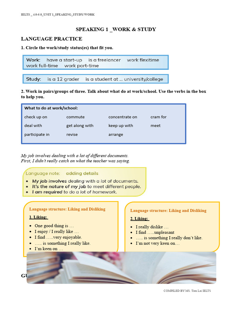 Speaking - Part 1 - Work & Studies | PDF | Linguistics