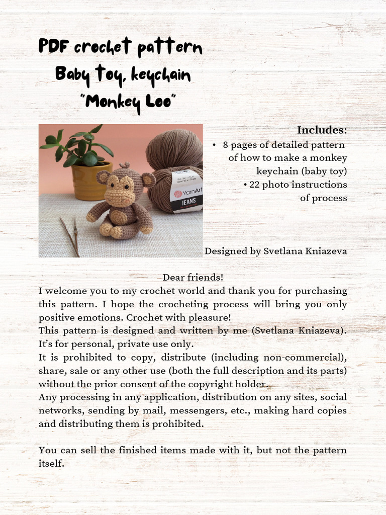 PDFKeychain Monkey Loo | PDF | Crochet | Textile Arts