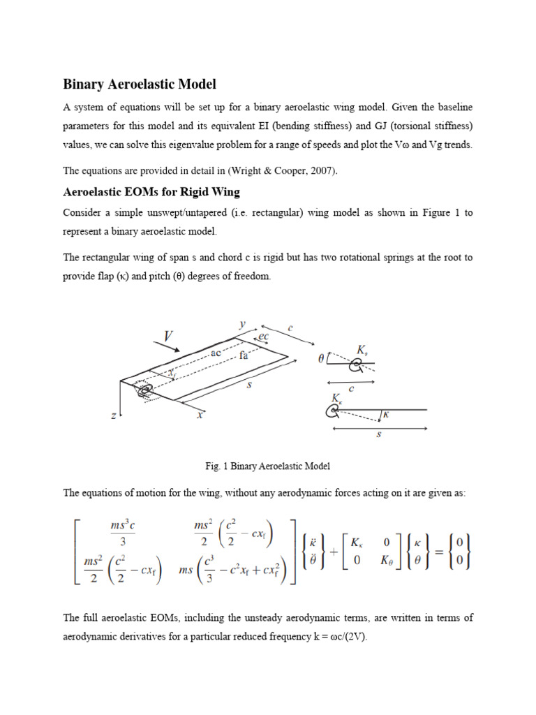 Binary AeroelasticModel | PDF | Matrix (Mathematics) | Eigenvalues And Eigenvectors