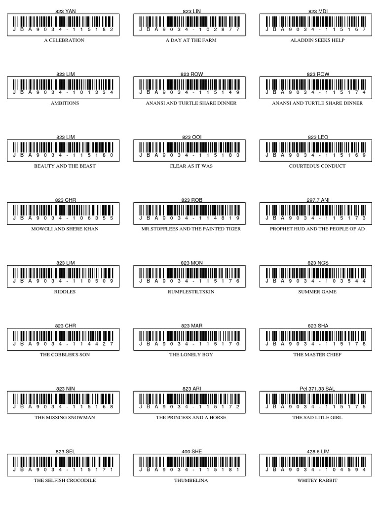 ps-SENTRAL Barcode Label | PDF | The Jungle Book | The Jungle Book ...