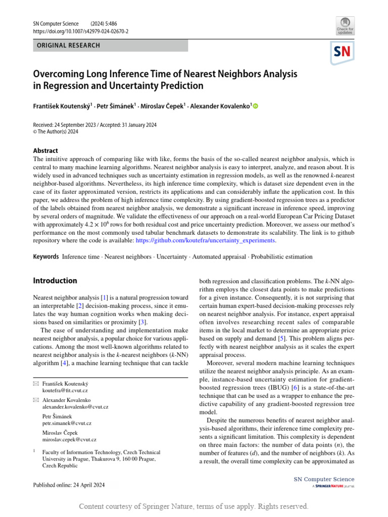Overcoming Long Inference Time of Nearest Neighbor | PDF | Machine Learning | Statistical Inference