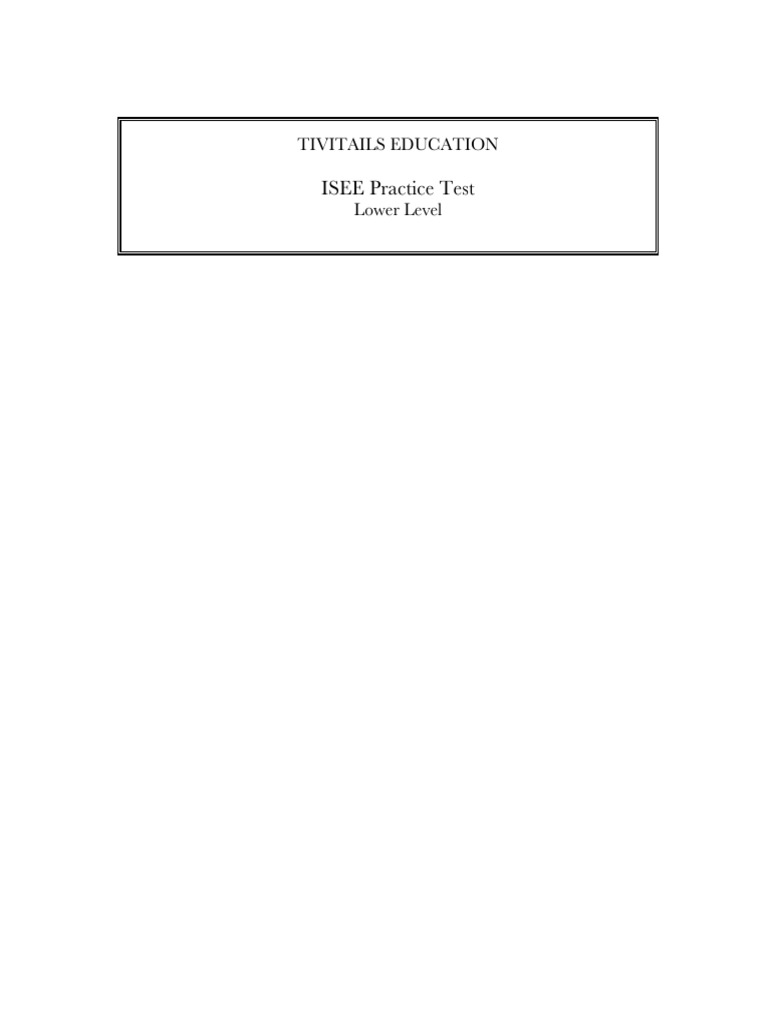 Lower Level ISEE Practice Test Guide | PDF