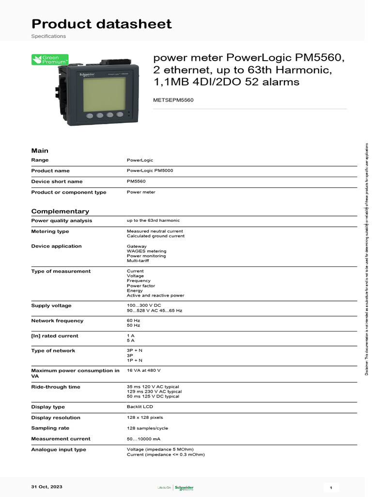 PowerLogic PM5000 Series - METSEPM5560 | PDF | Alternating Current ...