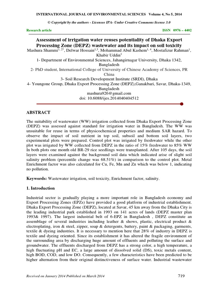 Mohammad Abul Kashem IJES | PDF | Soil | Water