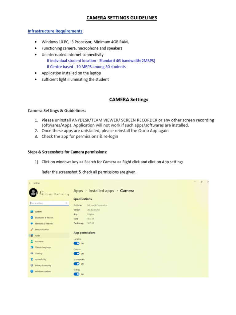 Camera Settings Guidelines | PDF | Computers
