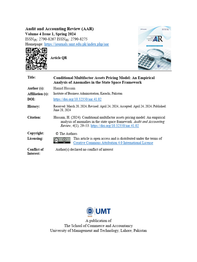 Conditional Multifactor Assets Pricing Model: An Empirical Analysis of ...