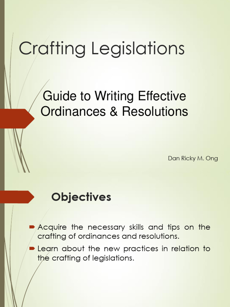 Crafting Legislations Brief | PDF | Local Ordinance | Clause