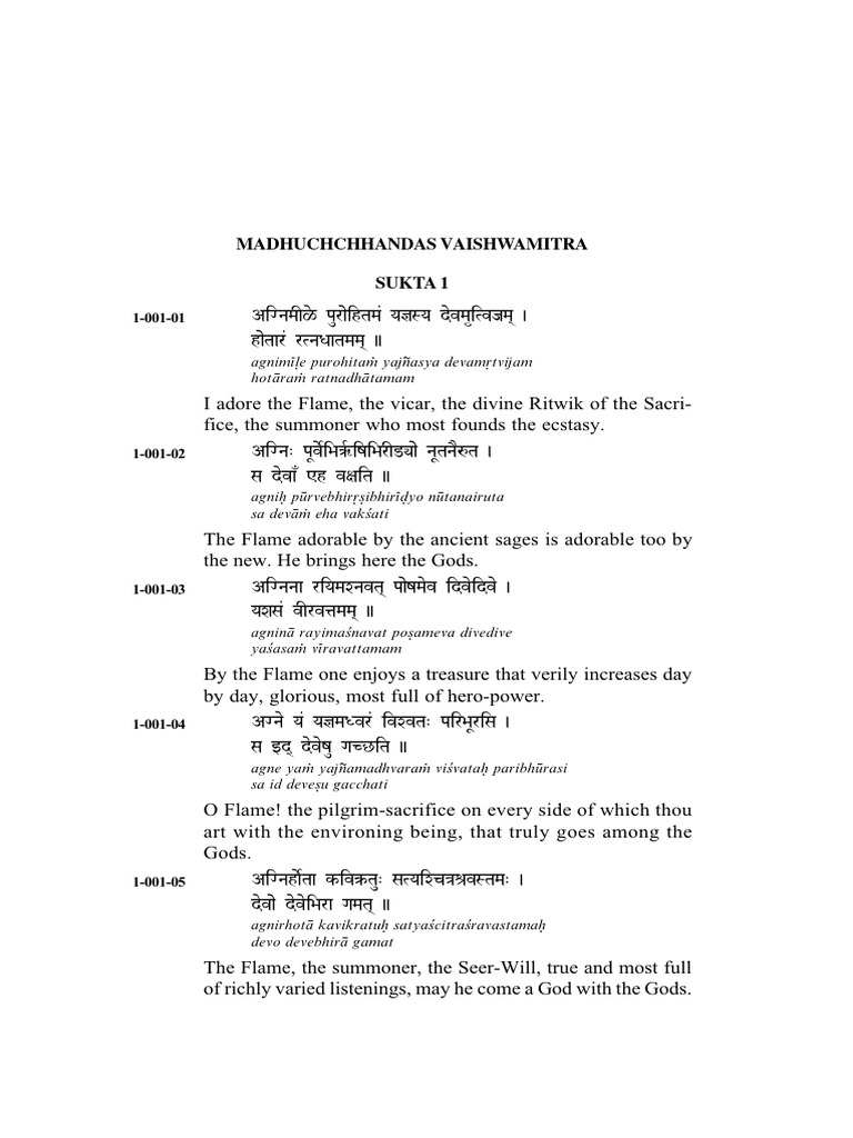 Hymns to the Mystic Fire: Agni Suptas | PDF | Hindu Literature | Hindu ...