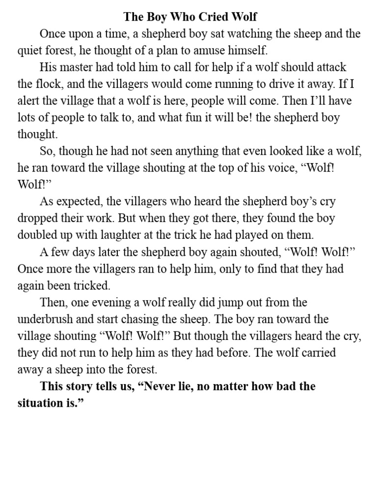 The Boy Who Cried Wolf | PDF | General Fiction