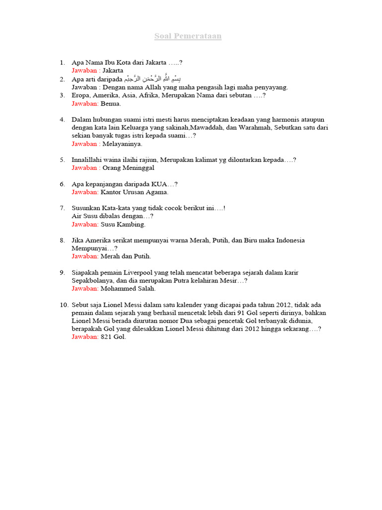 Soal Cerdas Cermat Gp. GLP Panyong | PDF | Kajian Bahasa Asing | Agama ...