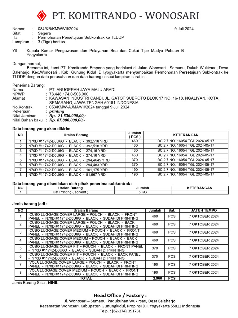 Surat Permohonan Nomor KK 053 | PDF