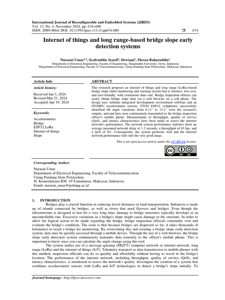 Internet of Things and Long Range-Based Bridge Slope Early Detection ... Internet of Things and Long Range-Based Bridge Slope Early Detection ...