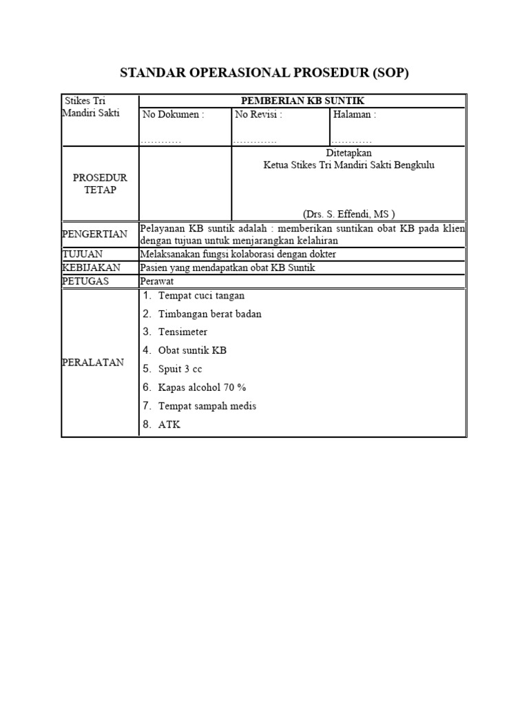 Sop KB Suntik | PDF