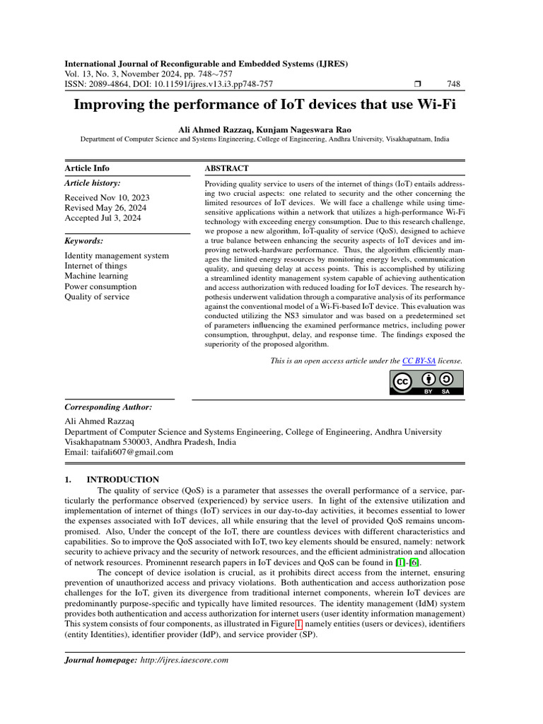 Improving The Performance of IoT Devices That Use Wi-Fi | PDF | Internet Of Things | Computer ...