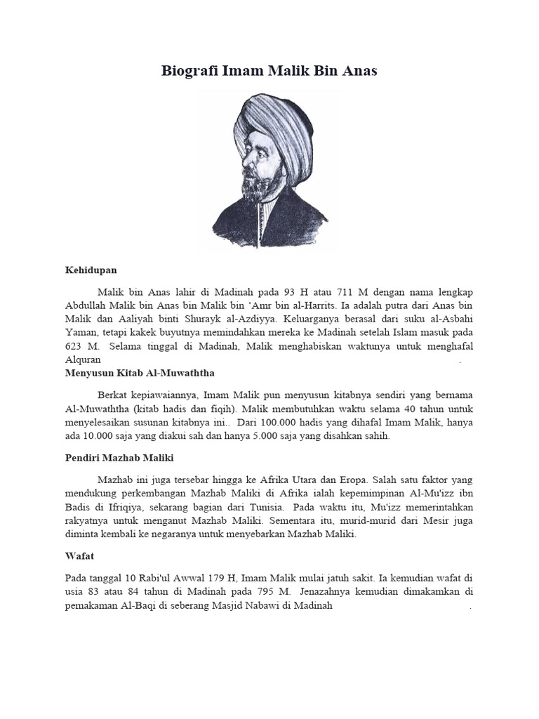 Biografi Imam Malik Bin Anas | PDF