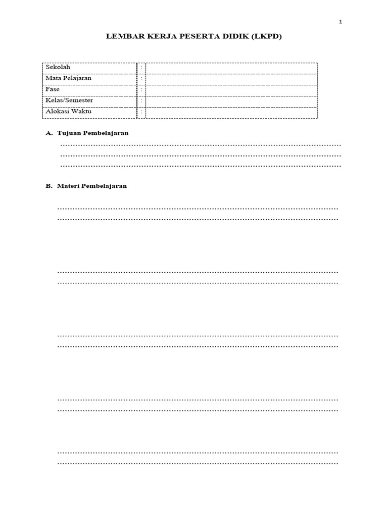 Form LKPD - Sederhana | PDF