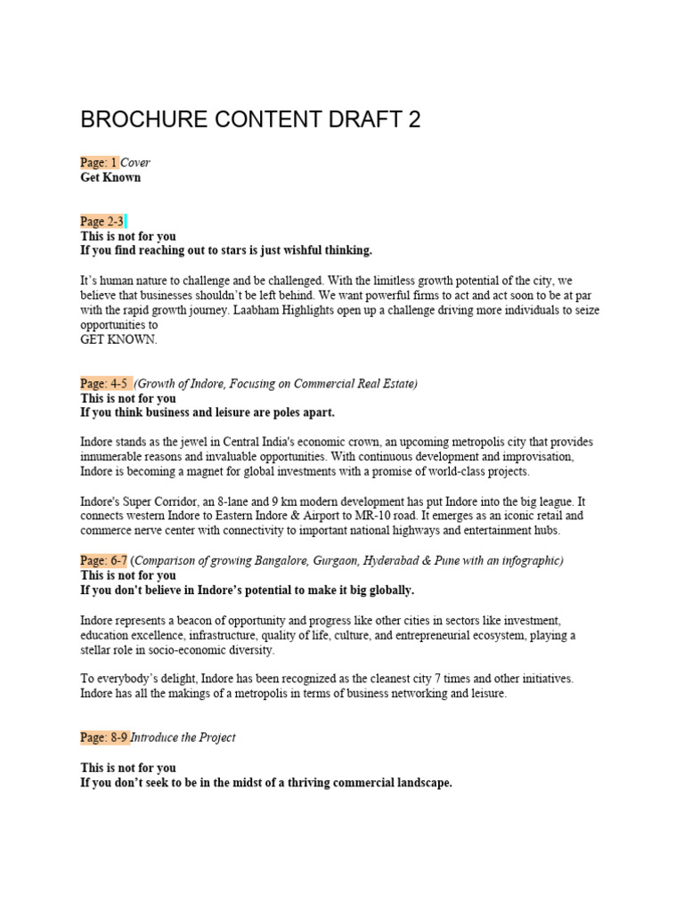 Brochure Content Draft 2 | PDF