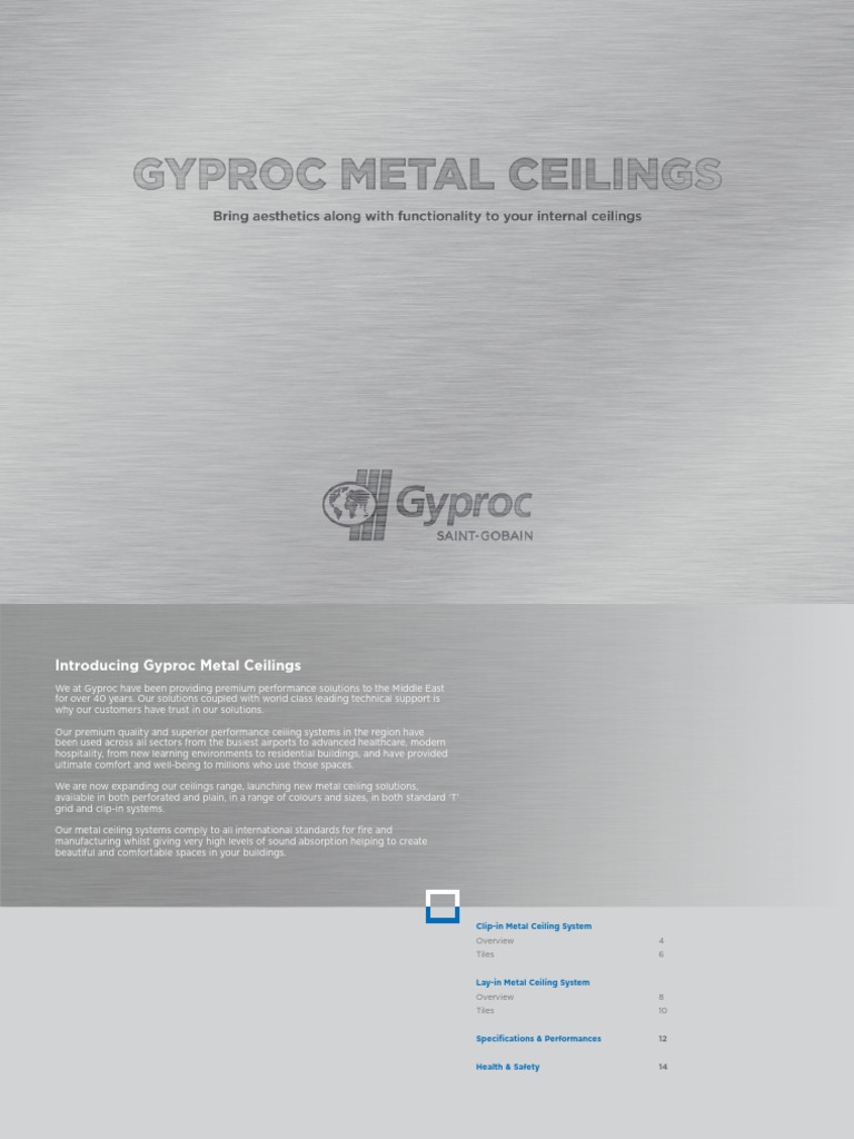Gyproc Metal Ceilings Brochure | PDF | Materials
