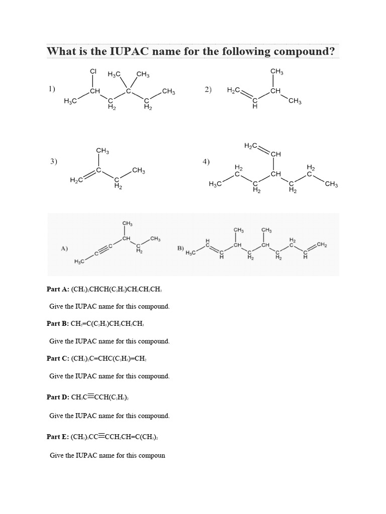 Iupac Worksheet | PDF | Science & Mathematics