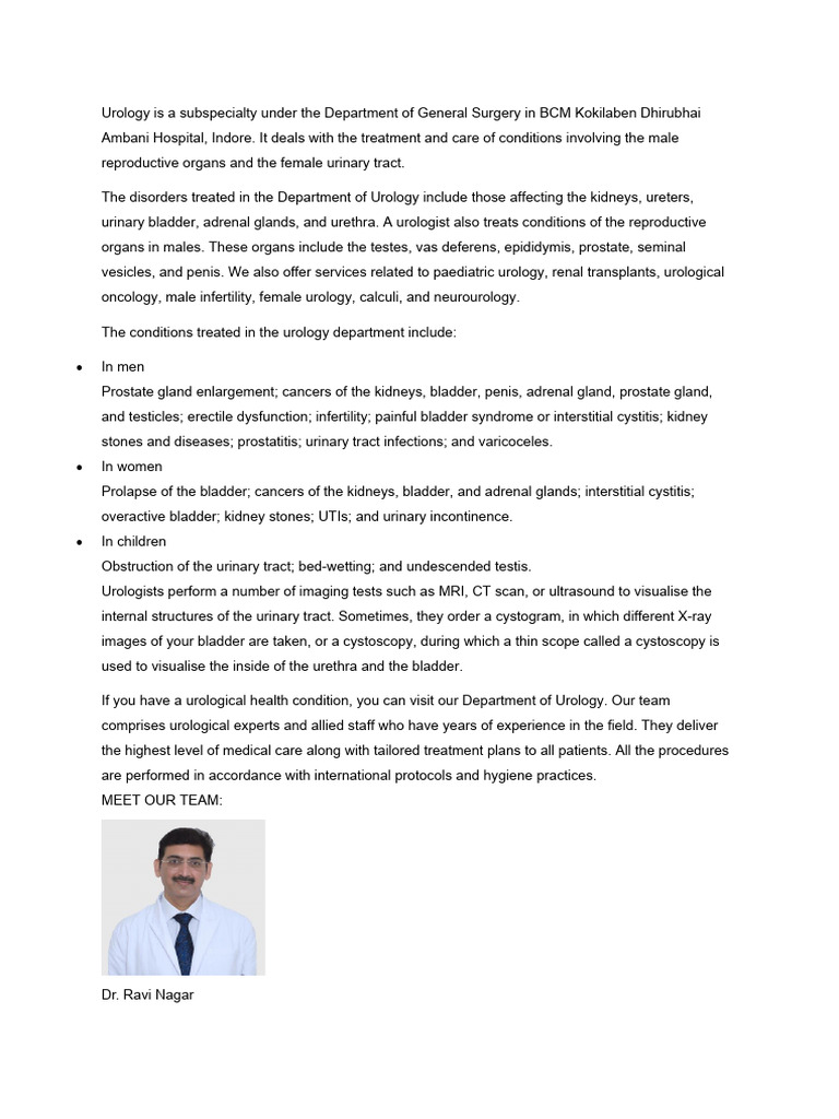 Urology | PDF | Urology | Genitourinary System Diseases