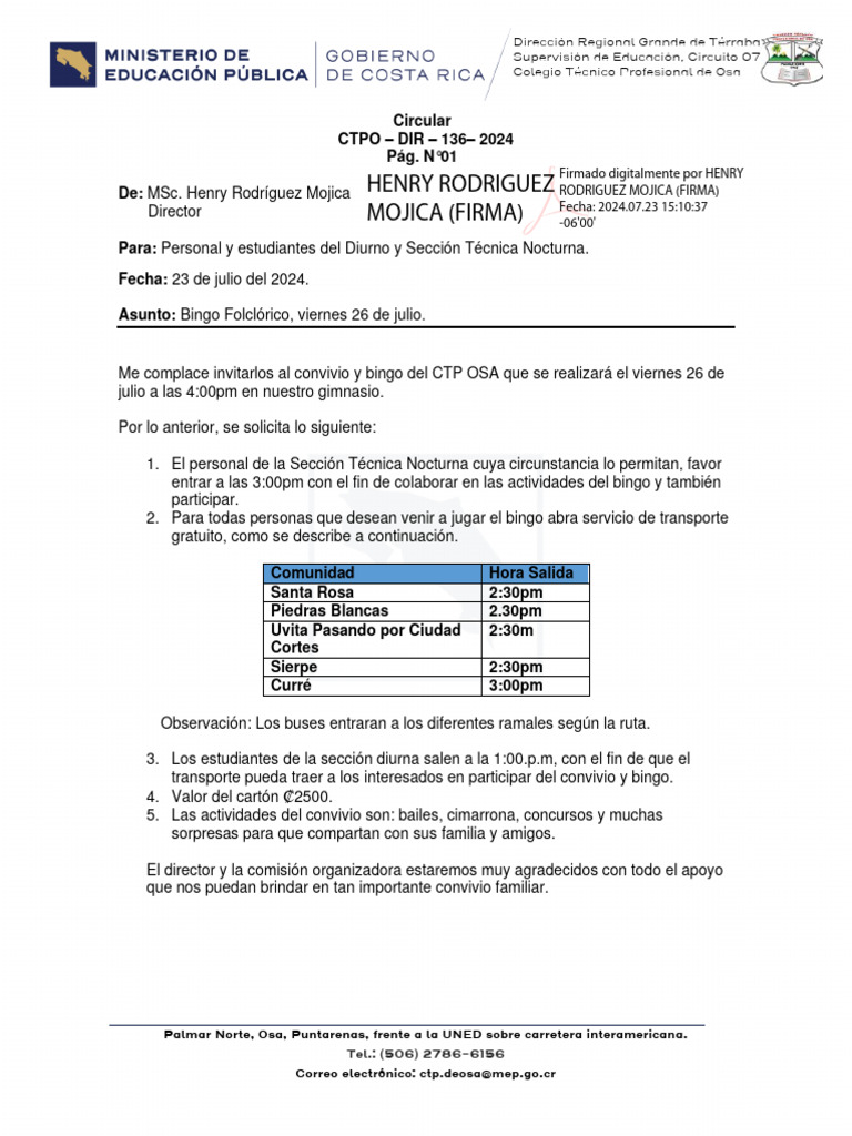 Circular Ctpo - Dir - 136 - 2024 | PDF