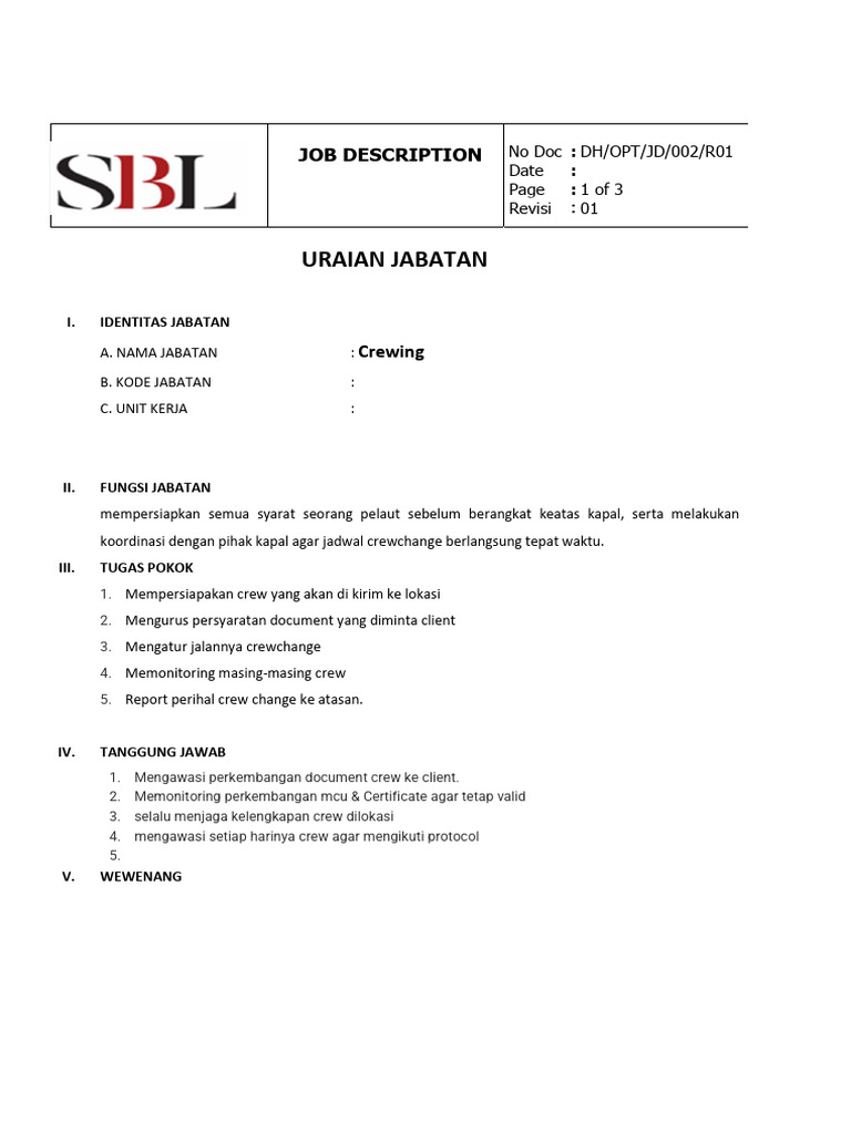 Jobdes Crewing | PDF