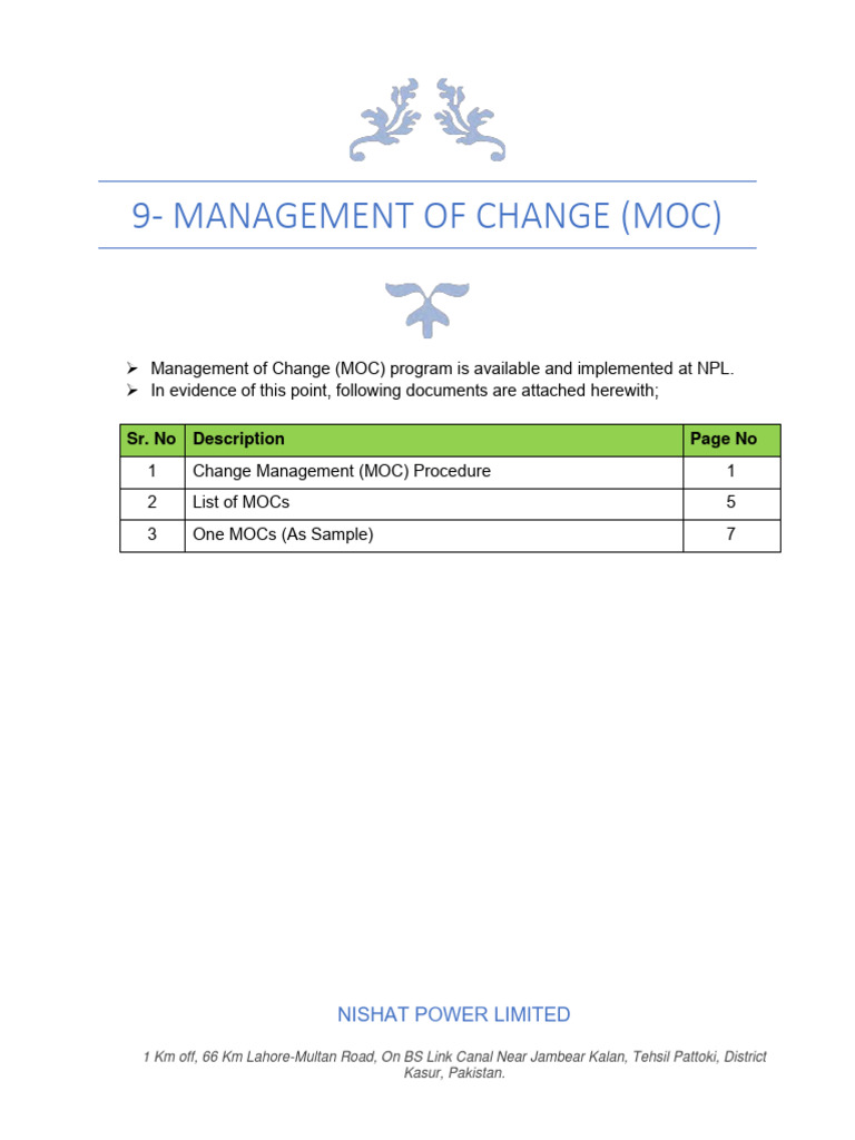 9-Management of Change (Moc) | PDF | Technology & Engineering