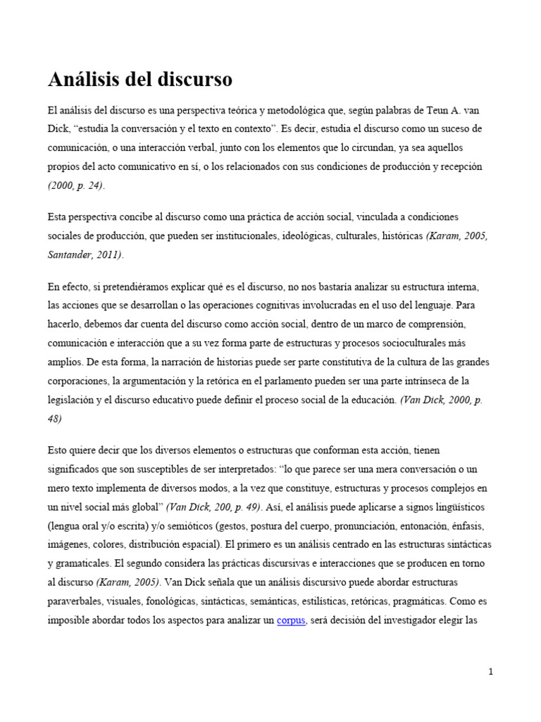 Análisis Del Discurso | PDF | Análisis | Hablar en público