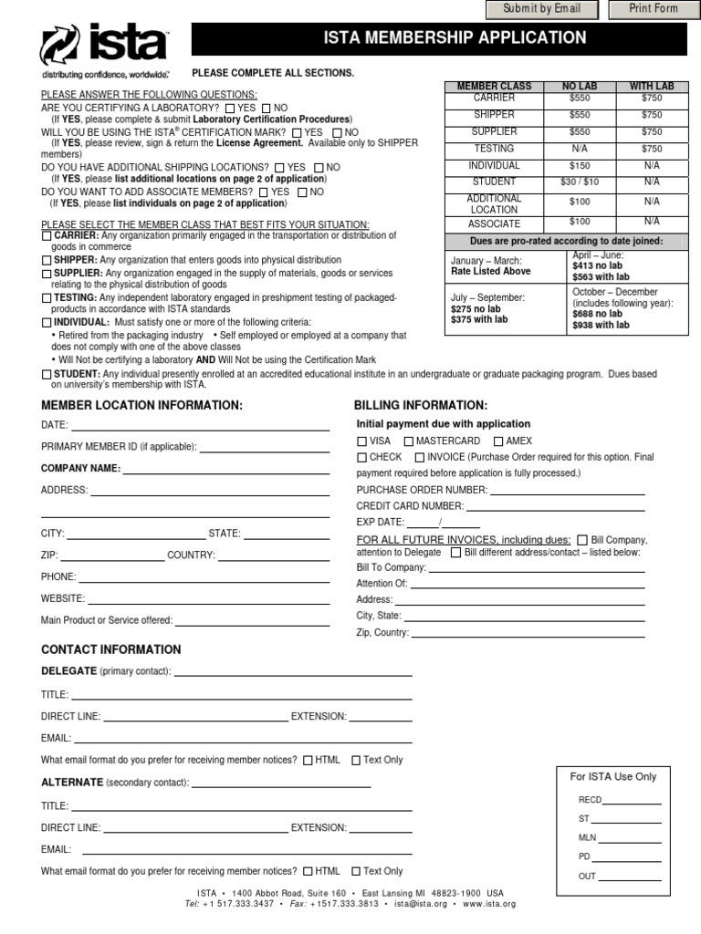 Ista Member Application | PDF