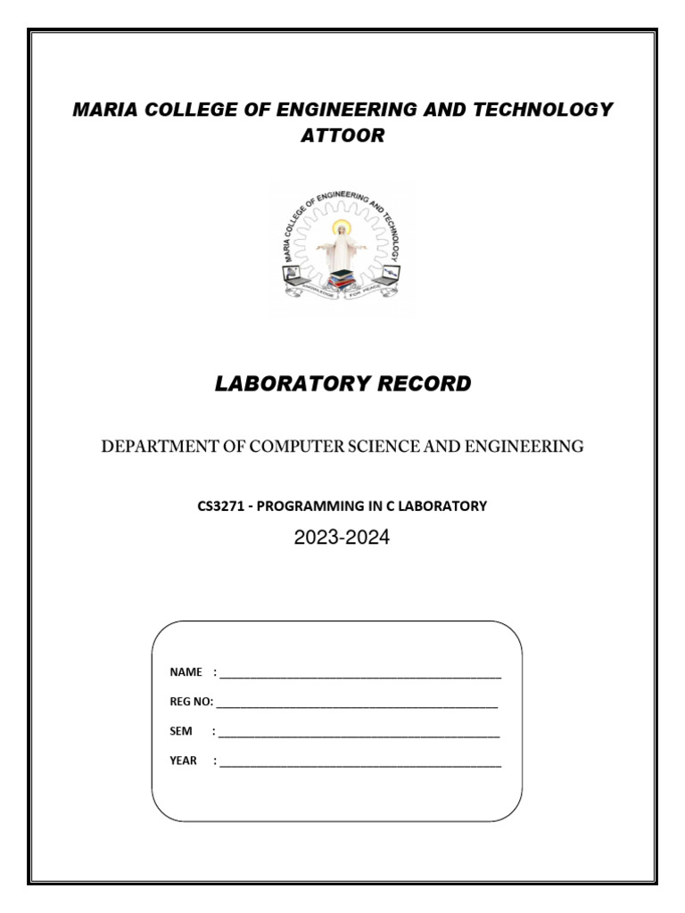 2024-CS3271 Programming in C Lab Manual | PDF | String (Computer ...