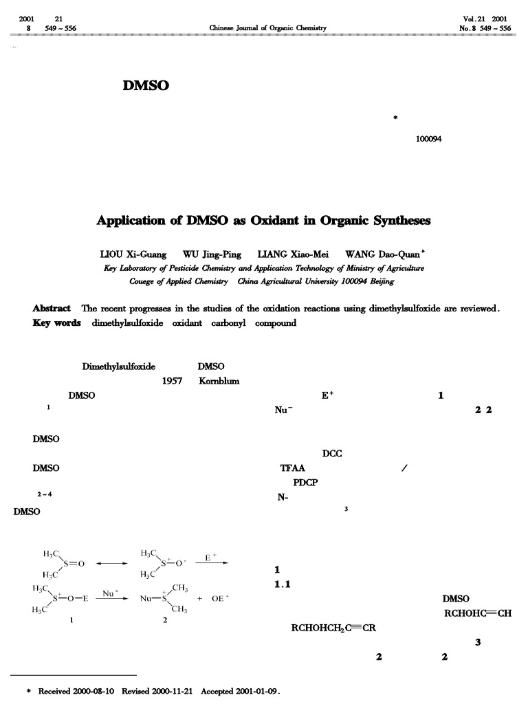 Application of DMSO As Oxidant in Organic Syntheses | PDF