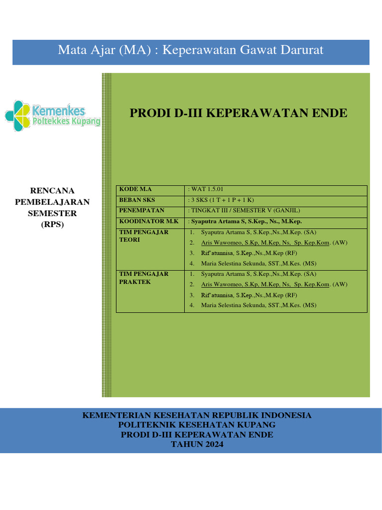 2024 RPS Keperawatan Gadar | PDF