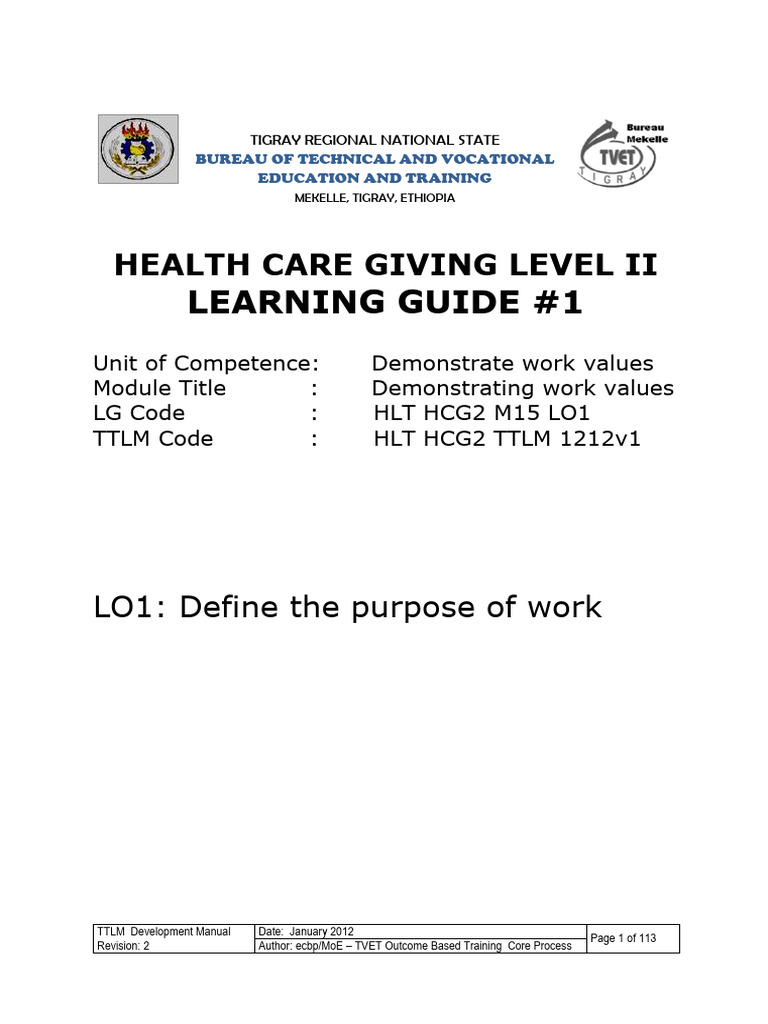 LO1 - Define The Purpose of Work | PDF | Information | Cognition