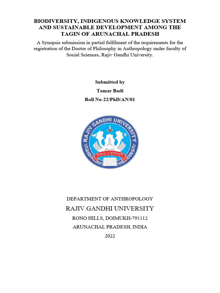 PHD Synopsis FBSS 24-01-23 | PDF | Biodiversity | Sustainability