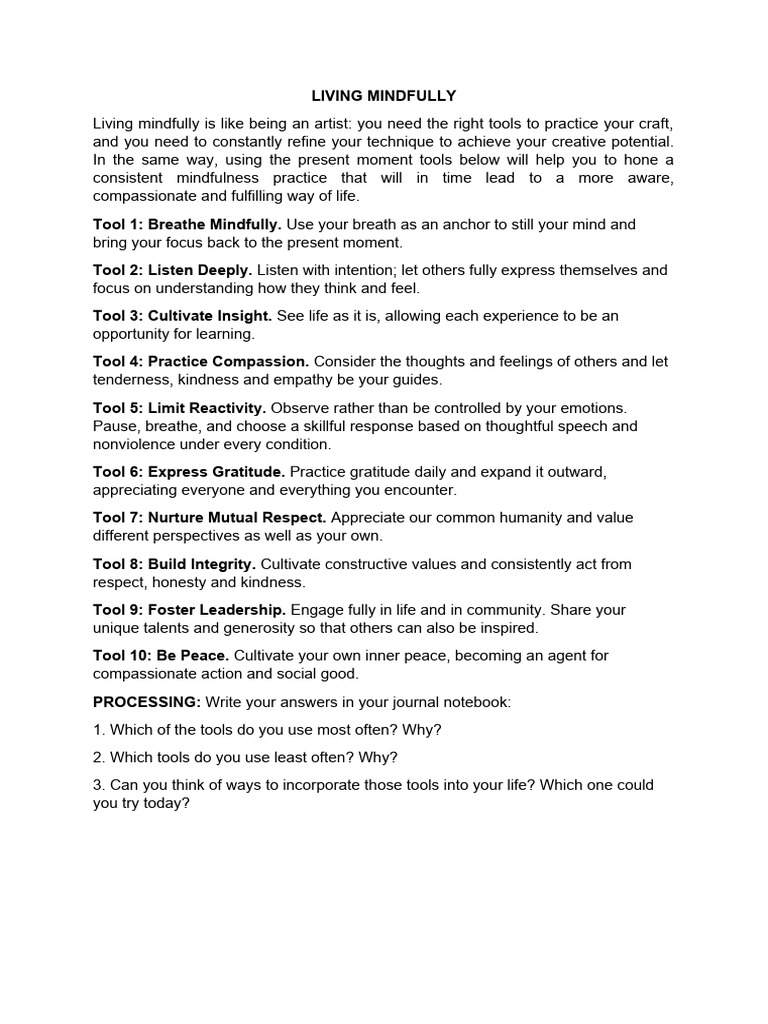 Living Mindfully | PDF | Career & Growth | Self-Improvement