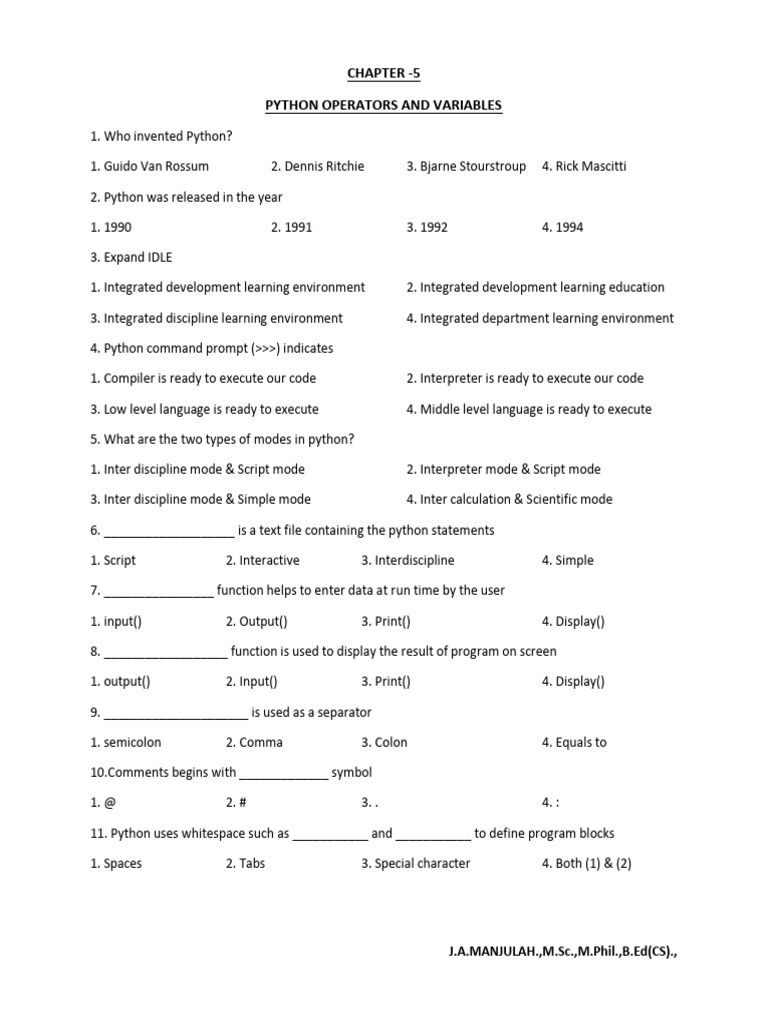 Lesson 5 | PDF | Python (Programming Language) | Reserved Word