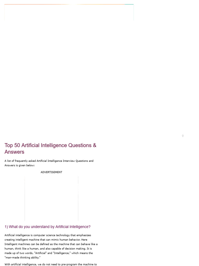 2.THE BEST Artificial Intelligence Questions and Answers | PDF ...