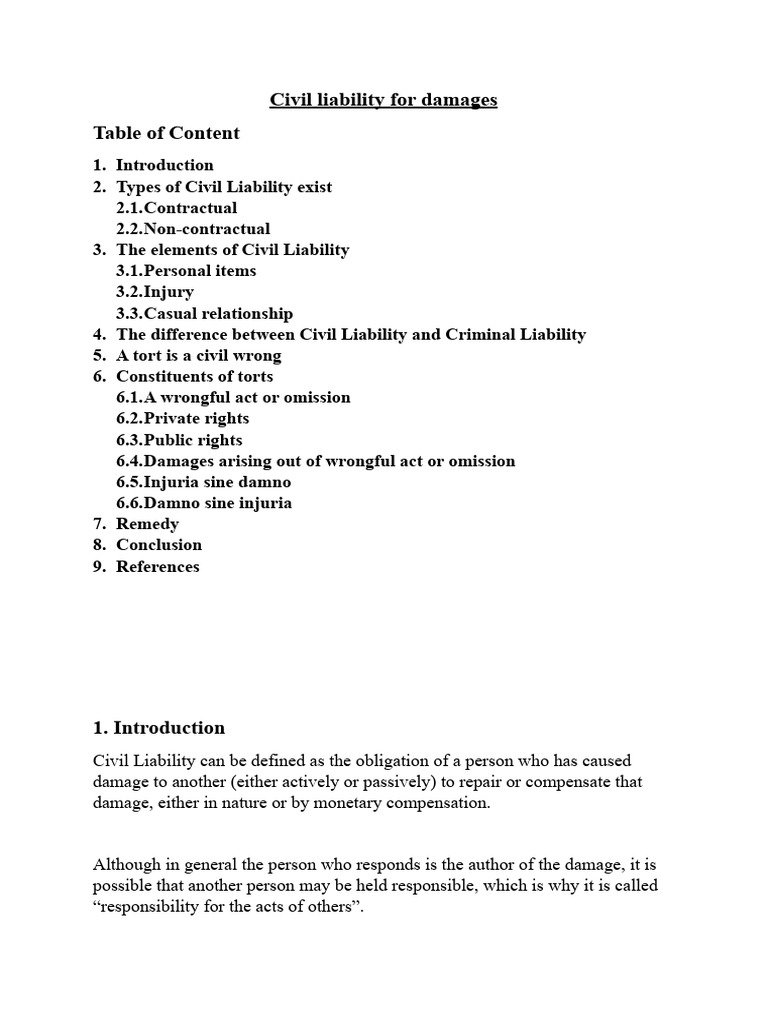 Understanding Civil Liability Types | PDF | Damages | Tort