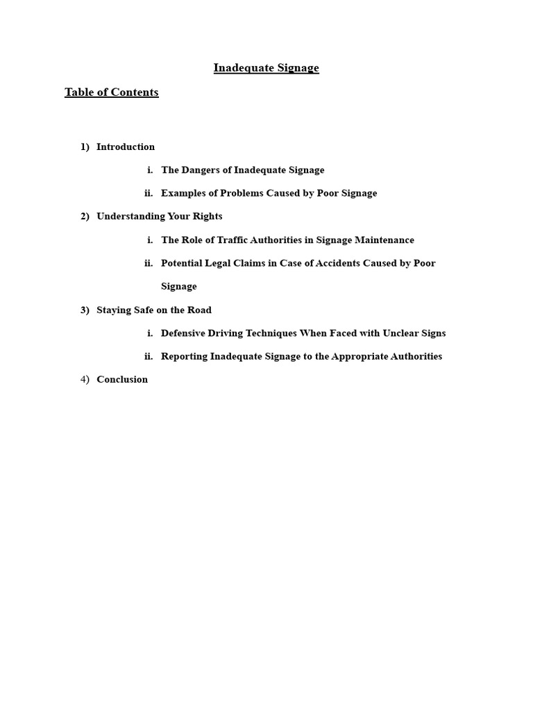 Inadequate Signage | PDF | Negligence | Traffic Collision