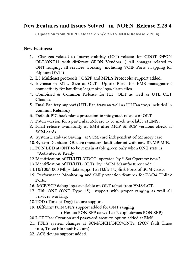 Release 2.28.4 Features & Issues Solved Over Release 2.25 | PDF ...