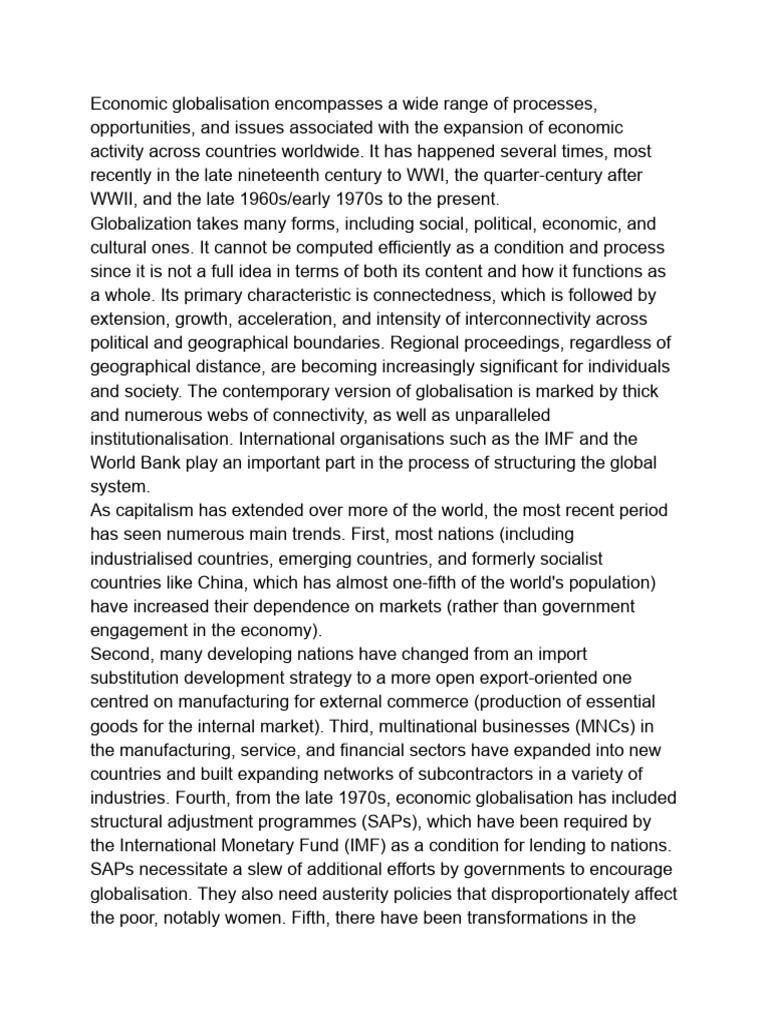 Economic Globalisation | PDF | International Monetary Fund | Bretton ...