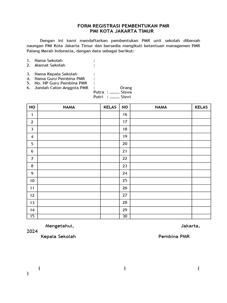 03 Form Pembentukan PMR Baru | PDF