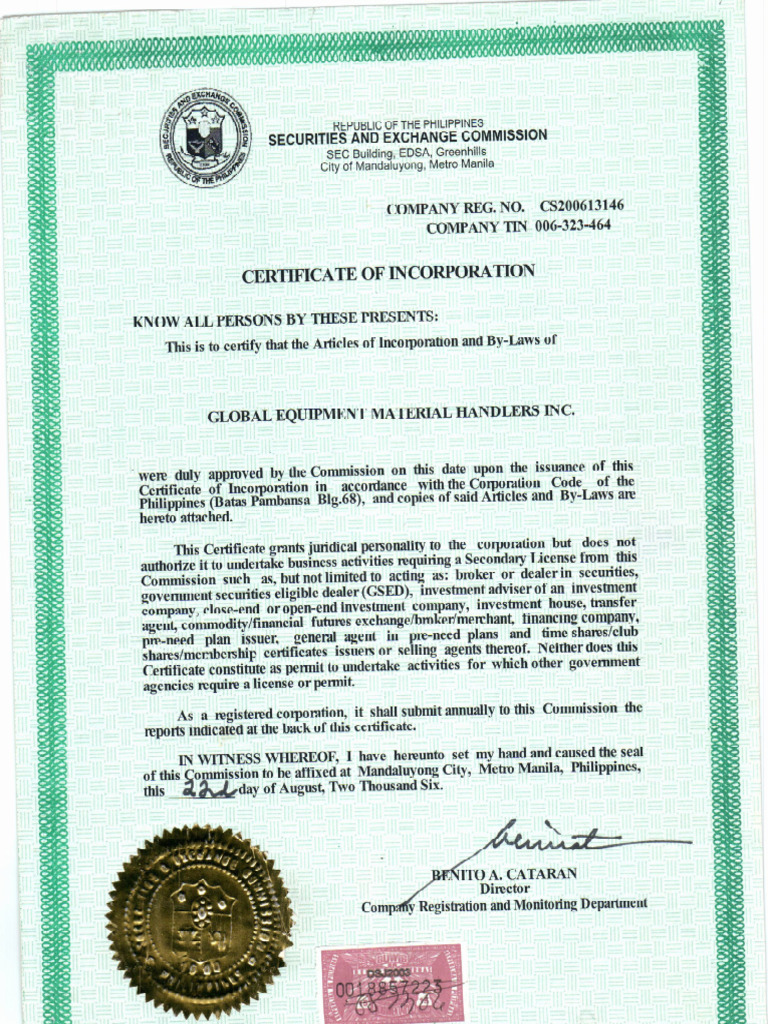 SEC Certificate | PDF