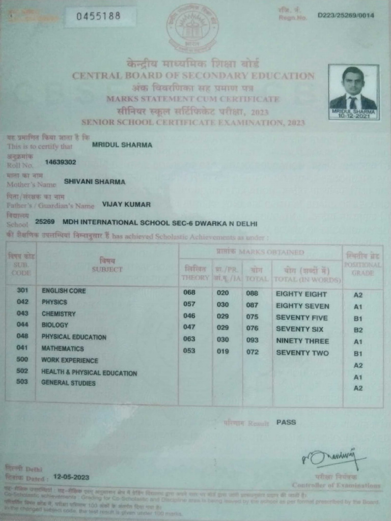 Class 12th Passing Certificate | PDF