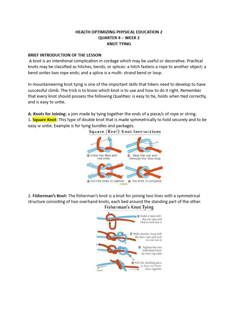 4Q Module 2 Week 2 Hope 4 | PDF | Knot | Rope