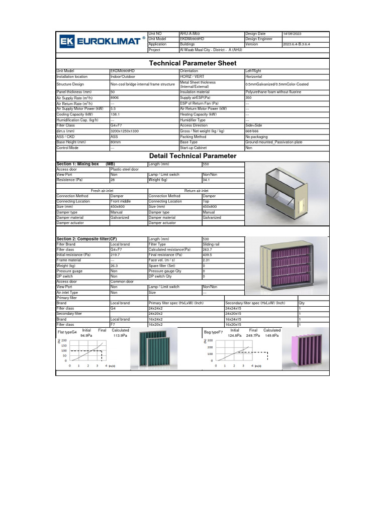 AHU & FAHU TDS For Standard Units | PDF | Pipe (Fluid Conveyance ...