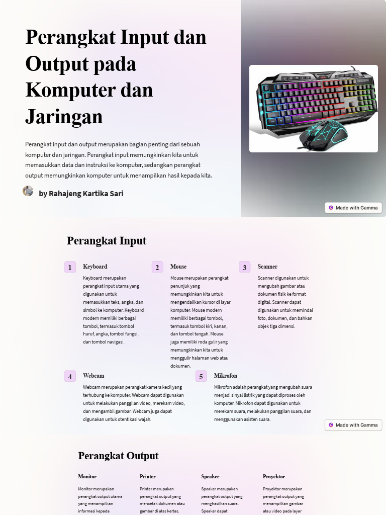 Perangkat Input Dan Output Pada Komputer Dan Jaringan | PDF | Komputer | Teknologi & Rekayasa
